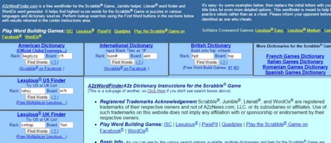Use a2z WordFinder as Scrabble Dictionary / Word Generator