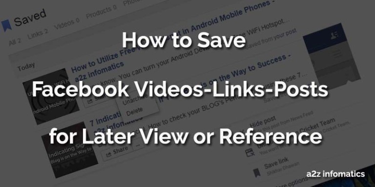 How to Save Facebook Videos - Links - Posts for Later View