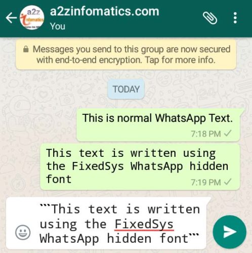 How to Use WhatsApp New, Hidden, Secret Font FixedSys in Messages