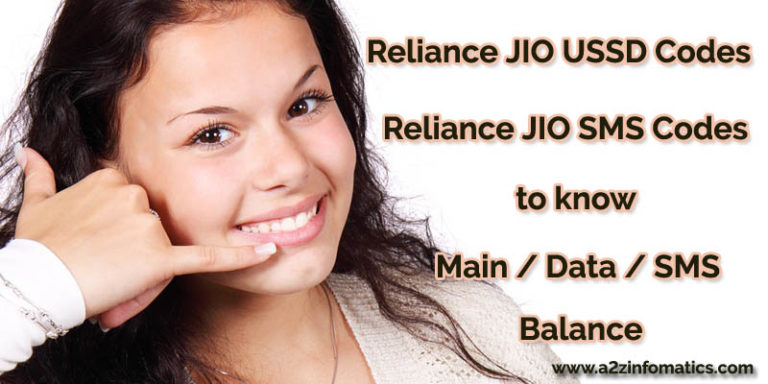 Reliance Jio USSD Codes / SMS Codes to Check Data Balance